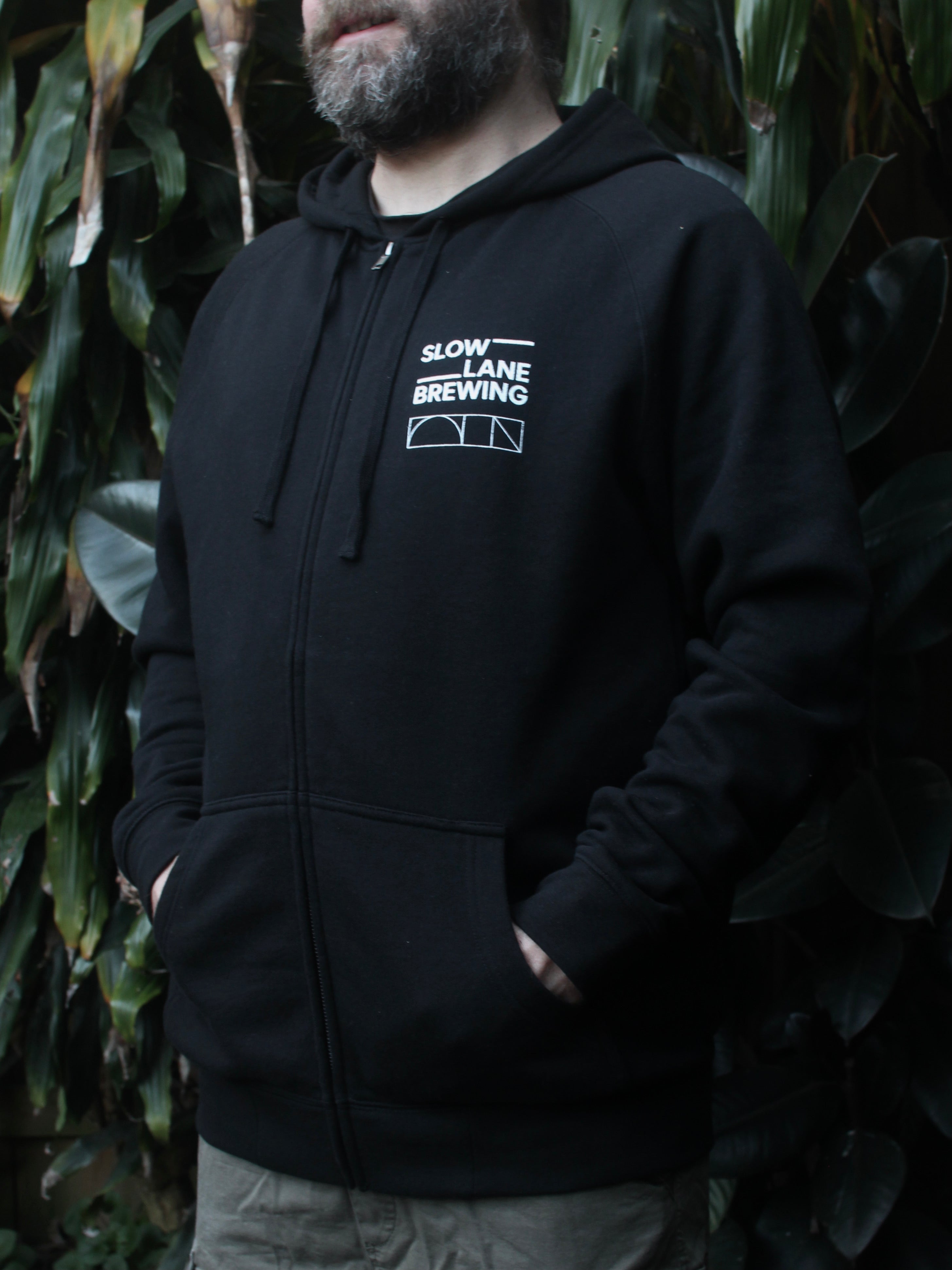 Slow Lane Logo Zip Hoodie - Black – Slow Lane Brewing